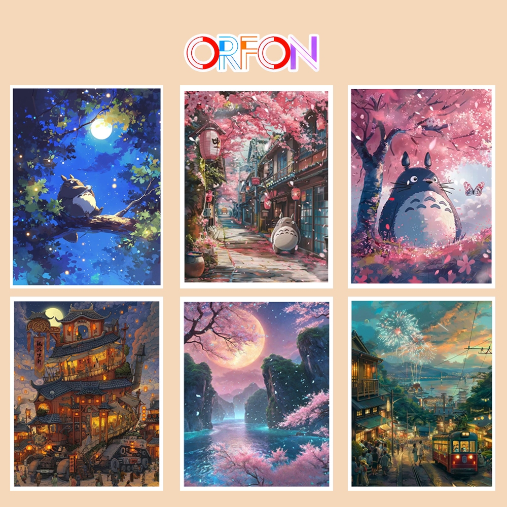 【ORFON】 20×30cm พร้อมกรอบ/ระบายสีตามตัวเลข/แมวมังกร/วิวโรแมนติก/ภาพระบายสี/ระบายสีตามตัวเลข Diy ...