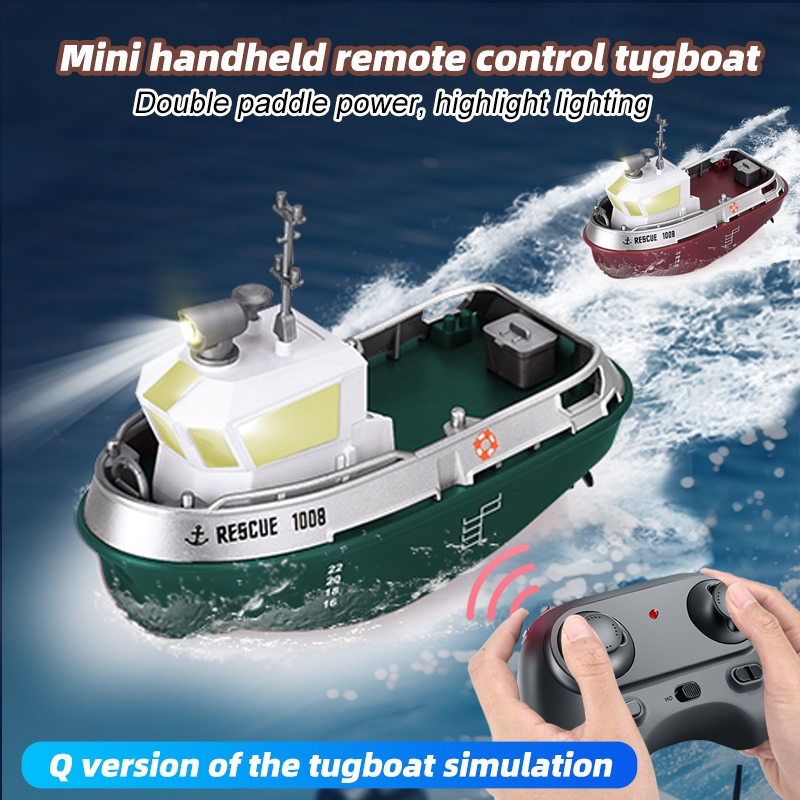 Koshobby Rc เรือ DIY 1:32 น้ํา Mini Tugboat Double Paddle Power ความ ...