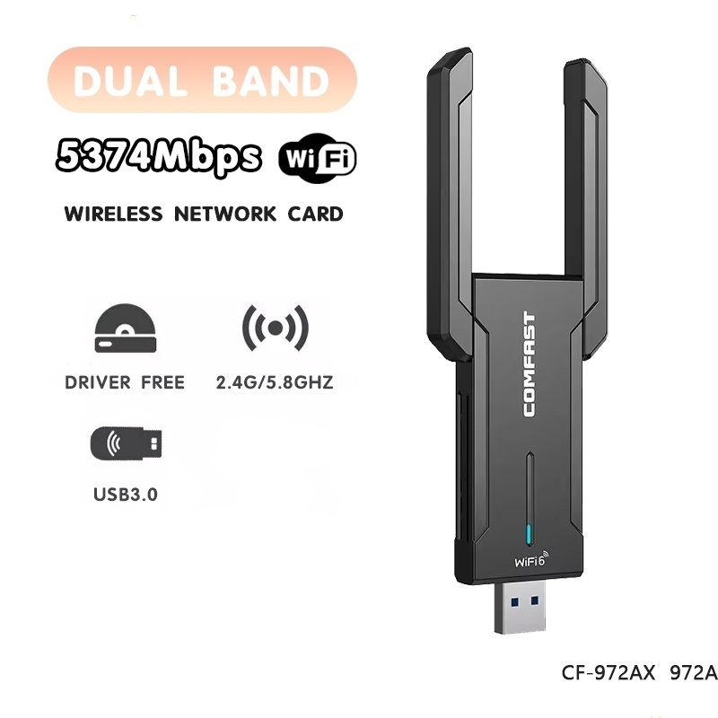 Comfast CF-972AX WiFi6 Tri-Band 5400Mbps Usb3.0 อะแดปเตอร์ Wifi การ์ดเครือข่ายไร้สายเสาอากาศ ...