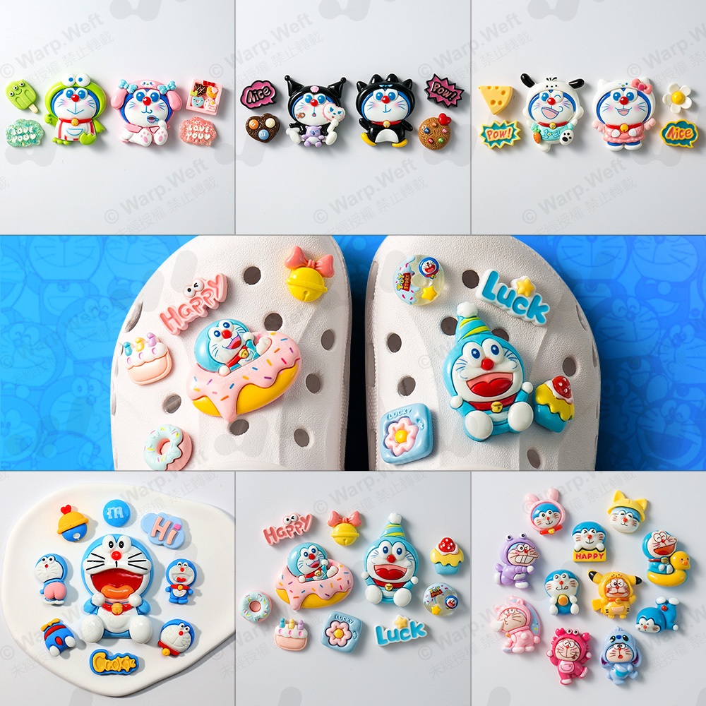 ชุด Doraemon Series Crocs Jibbitz, เครื่องรางรองเท้าหัวเข็มขัดขารองเท้า ...