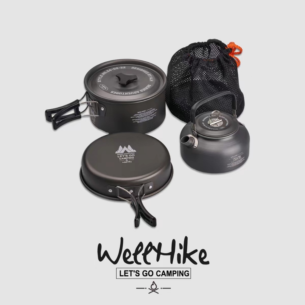 Wellhike ชุดหม้อต้มน้ํา แบบพกพา สามชิ้น สําหรับตั้งแคมป์ ปิกนิกกลางแจ้ง | Shopee Thailand