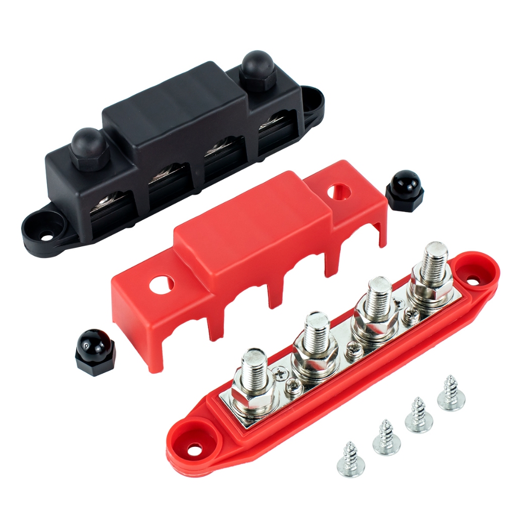 3/8" (M10) 5/16" (M8) Power Distribution Connecting Blocks Bus Bar 250A 12V 4 Studs Junction ...