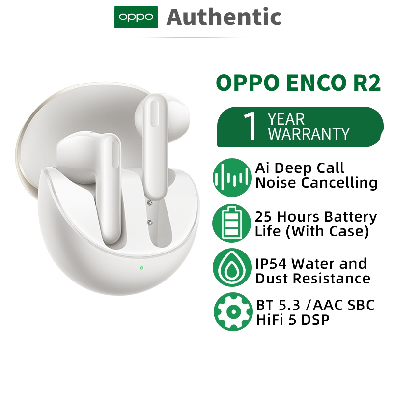 Oppo ENCO R2 TWS หูฟังบลูทูธไร้สาย 5.3 ตัดเสียงรบกวน แบตเตอรี่ 25 ...