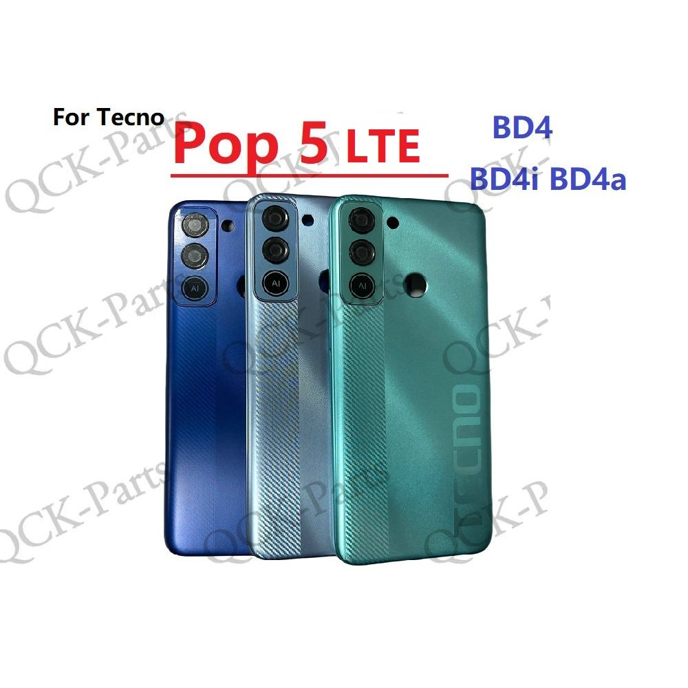 ฝาหลังแบตเตอรี่สําหรับ Tecno Pop 5 LTE BD4 BD4i BD4a ด้านหลังประตูด้านหลังกรณีเลนส์กล้องแก้ว ...