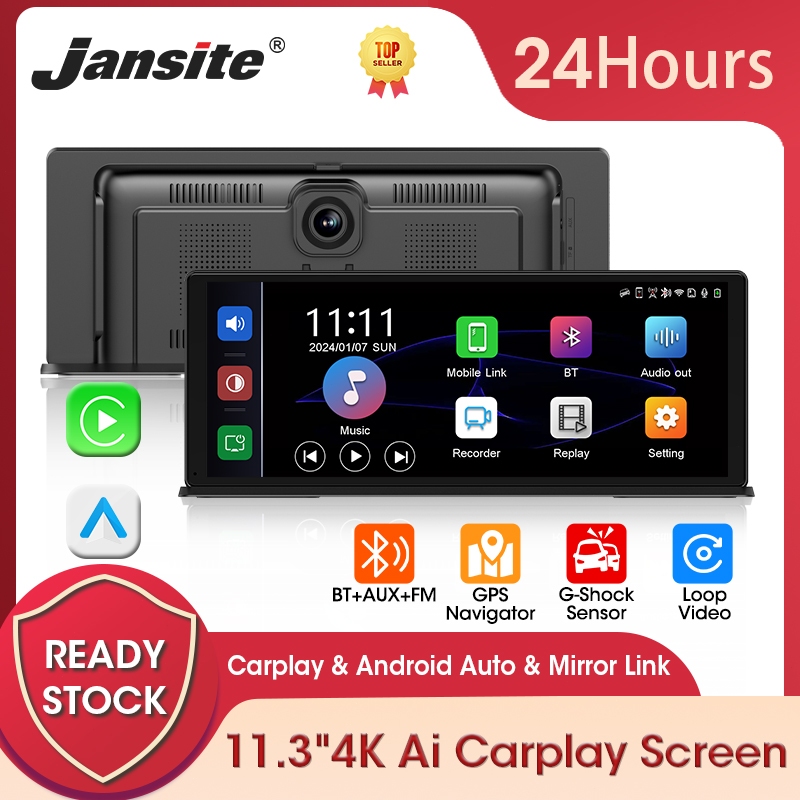 Jansite แบบพกพารถ DVR 4K ด้านหน้า 1080P กล้องด้านหลังเครื่องบันทึกการ ...
