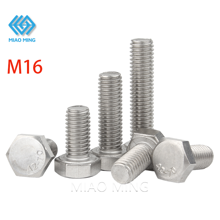 M16 Hex Bolt 304 สแตนเลส DIN933 สกรู Spanner หกเหลี่ยมหัวด้านนอก Hex ...