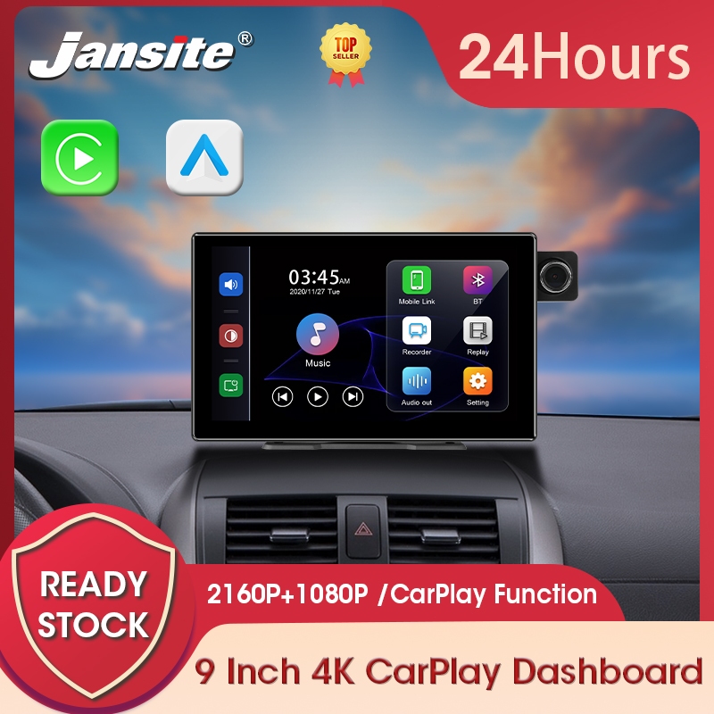 Jansite 9 นิ้วแบบพกพา DVR เครื่องบันทึกการขับขี่ 4K Android รถหน้าจอ ...