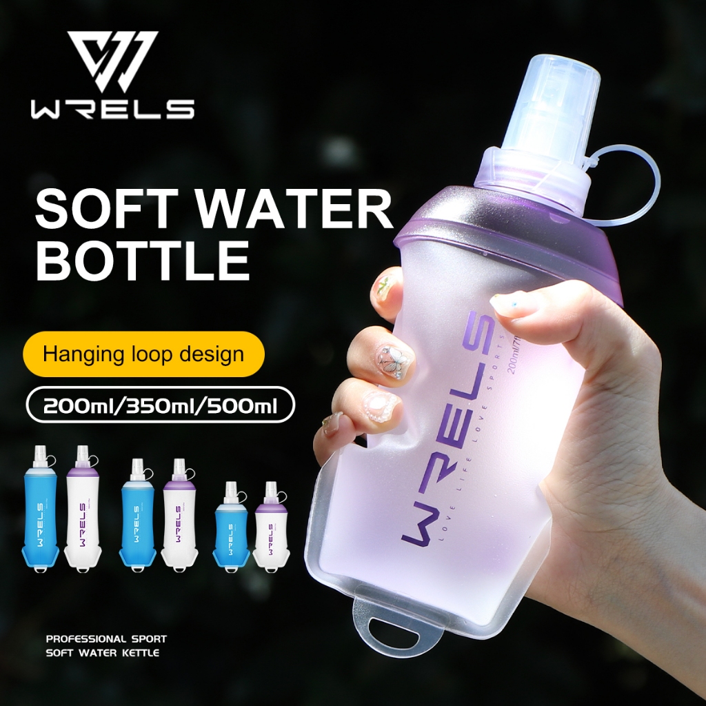 WRELS แขวนแหวนพับกาต้มน้ํานุ่ม TPU วัสดุไม่มี BPA 200ml 350ml 500ml กีฬากลางแจ้ง | Shopee Thailand