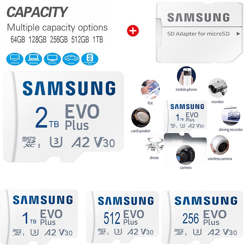 Samsung Evo plus 64GB 128GB256GB 512GB micro SD การ์ด U3 class 10 A2 ...