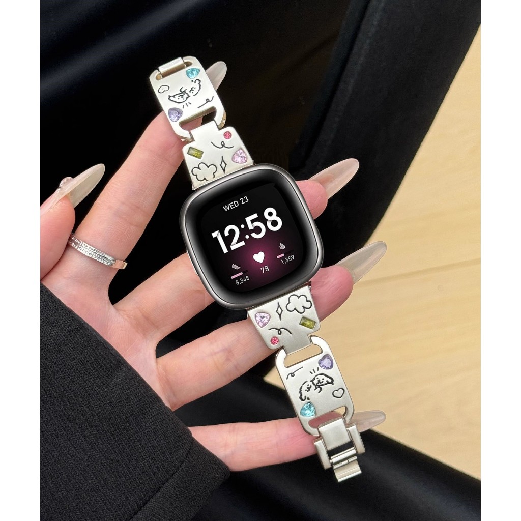 Special Cute Inlaid Gemstone สาย Fitbit Versa 4 Strap Fitbit Sense สาย ...