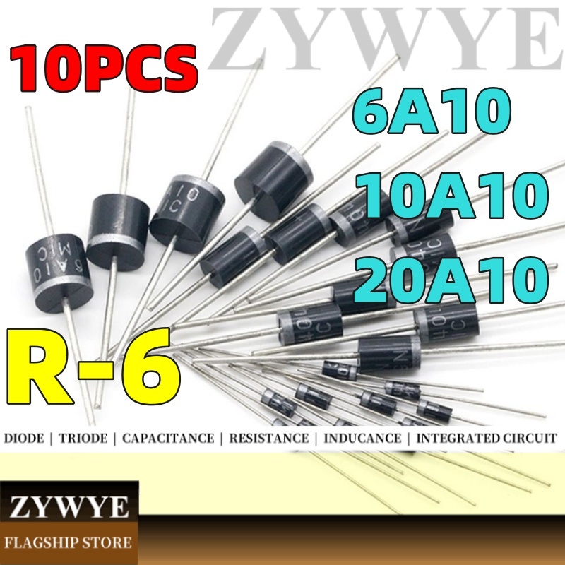 10pcs 6A10 10A10 20A10 In-Line Diode Rectifier Diode 6A 10A 20A 1,000V | Shopee Thailand