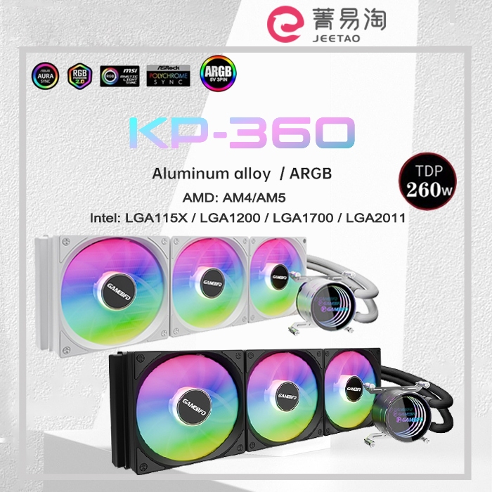 Kp-360 CPU 360 มม.ระบายความร้อนคอมพิวเตอร์ Cooler AIO RGB ARGB พัดลม ...