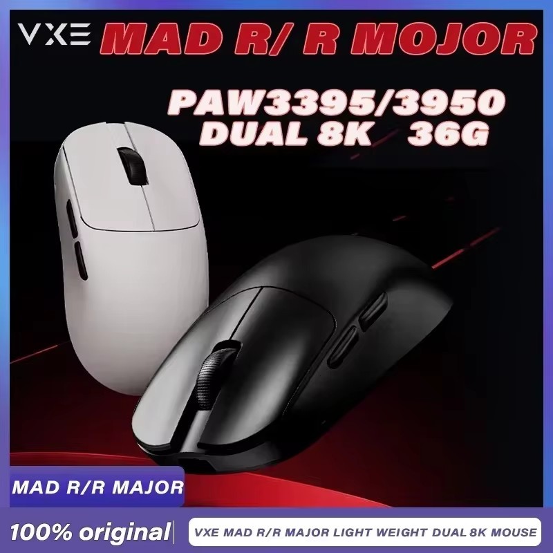 Vxe MAD R/R MAJOR น้ําหนักเบา Dual 8K เมาส์ 2.4G ไร้สายแบบมีสายตามหลักสรีรศาสตร์สมมาตรที่กําหนด ...