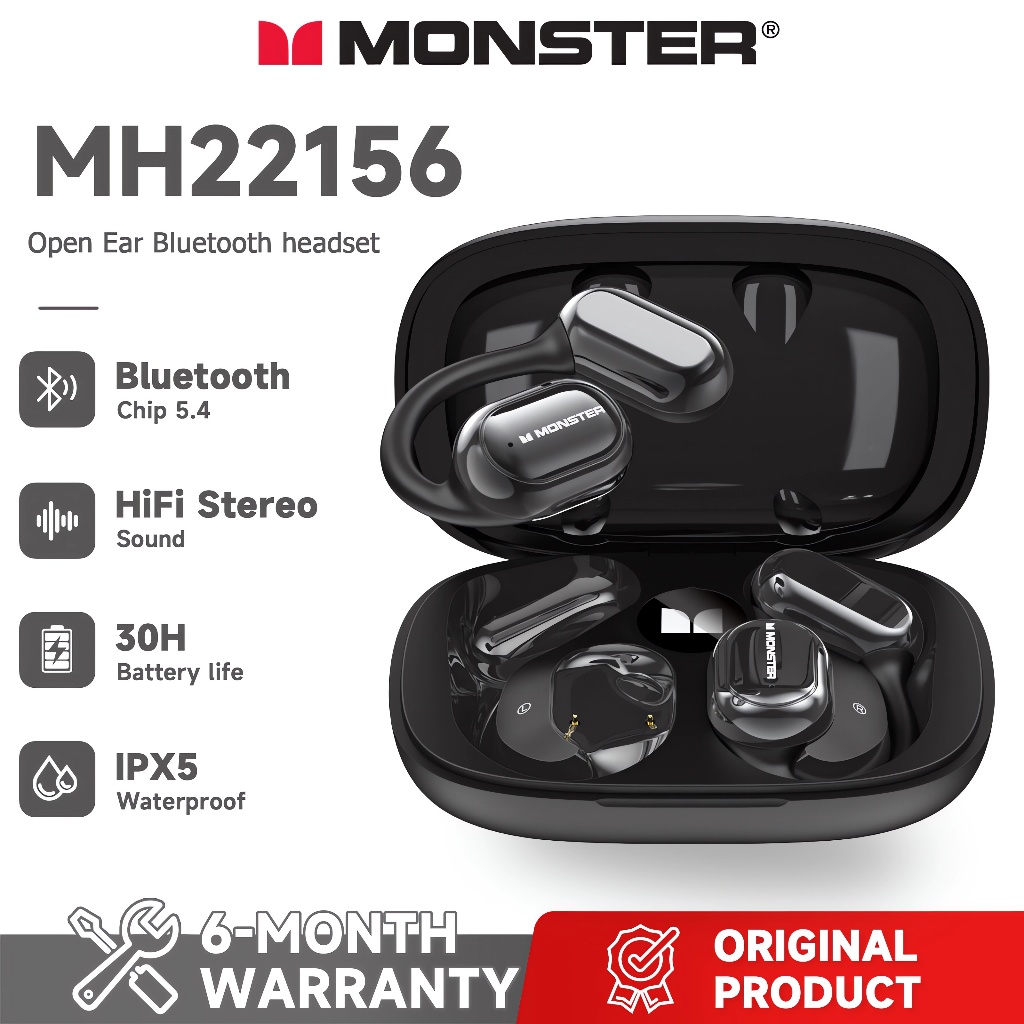 Monster AC100 True หูฟังบลูทูธไร้สาย 5.3 TWS พร้อมตะขอเกี่ยวหู สําหรับ ...