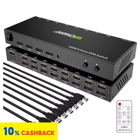 ⭐Aimos HDMI KVM Switch 8 In 1 Out Switch Share Monitor เมาส์คีย์บอร์ด ...