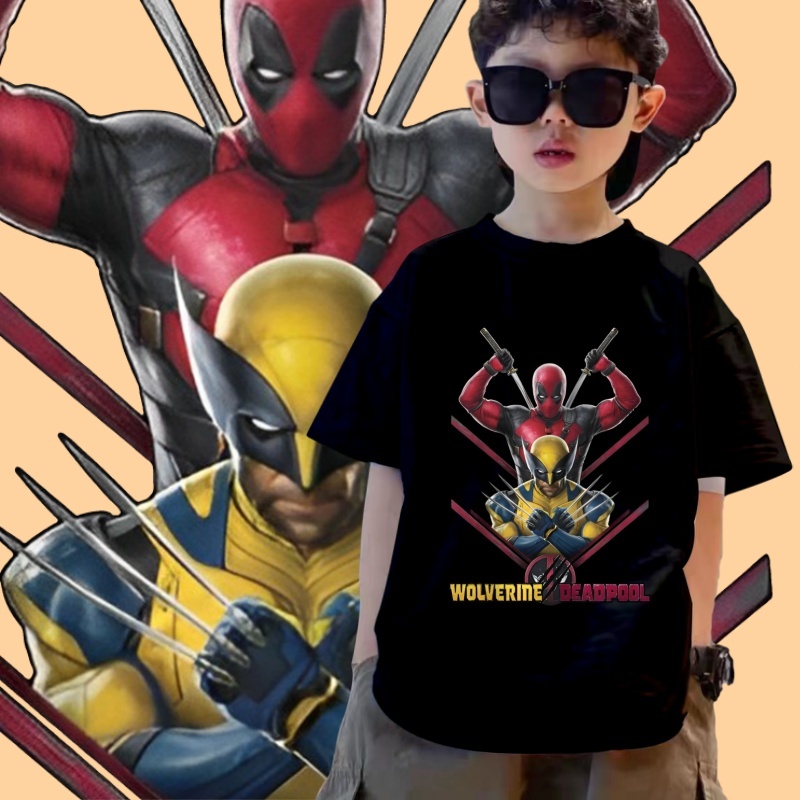 เสื้อยืดเด็ก Marvel Deadpool & Wolverine Children's Tshirt #NY06 เสื้อ ...