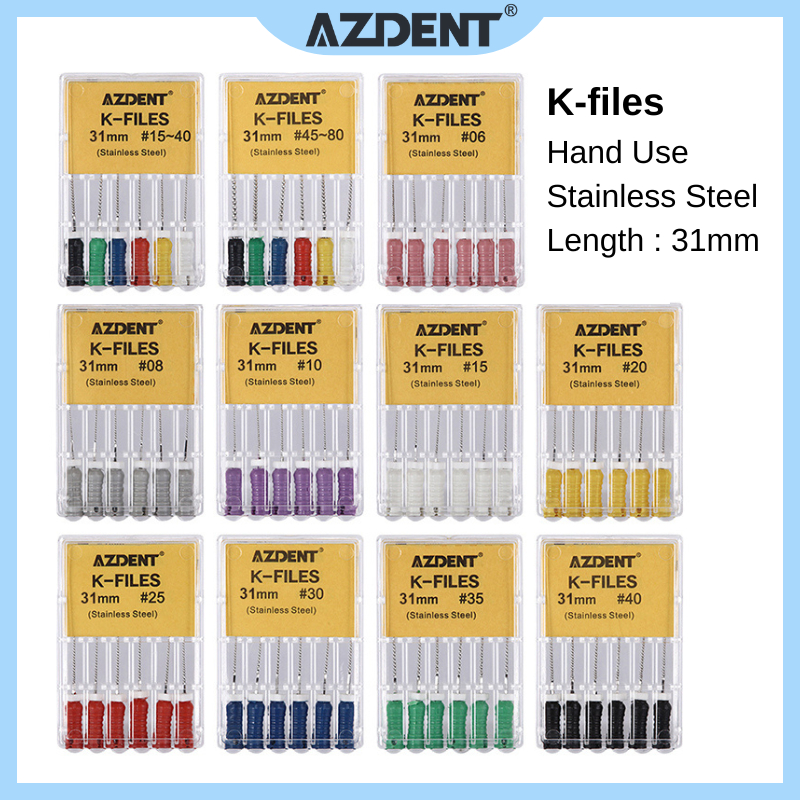 6ชิ้น | Azdent สแตนเลสมือใช้ทันตกรรม K ไฟล์ 31 มม | Shopee Thailand