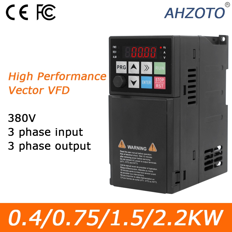 380v VFD 0.4KW 0.75KW 1.5KW 2.2KW อินพุต 3ph 380V เอาต์พุต 3ph 380V มอเตอร์ควบคุมความเร็วปรับ ...