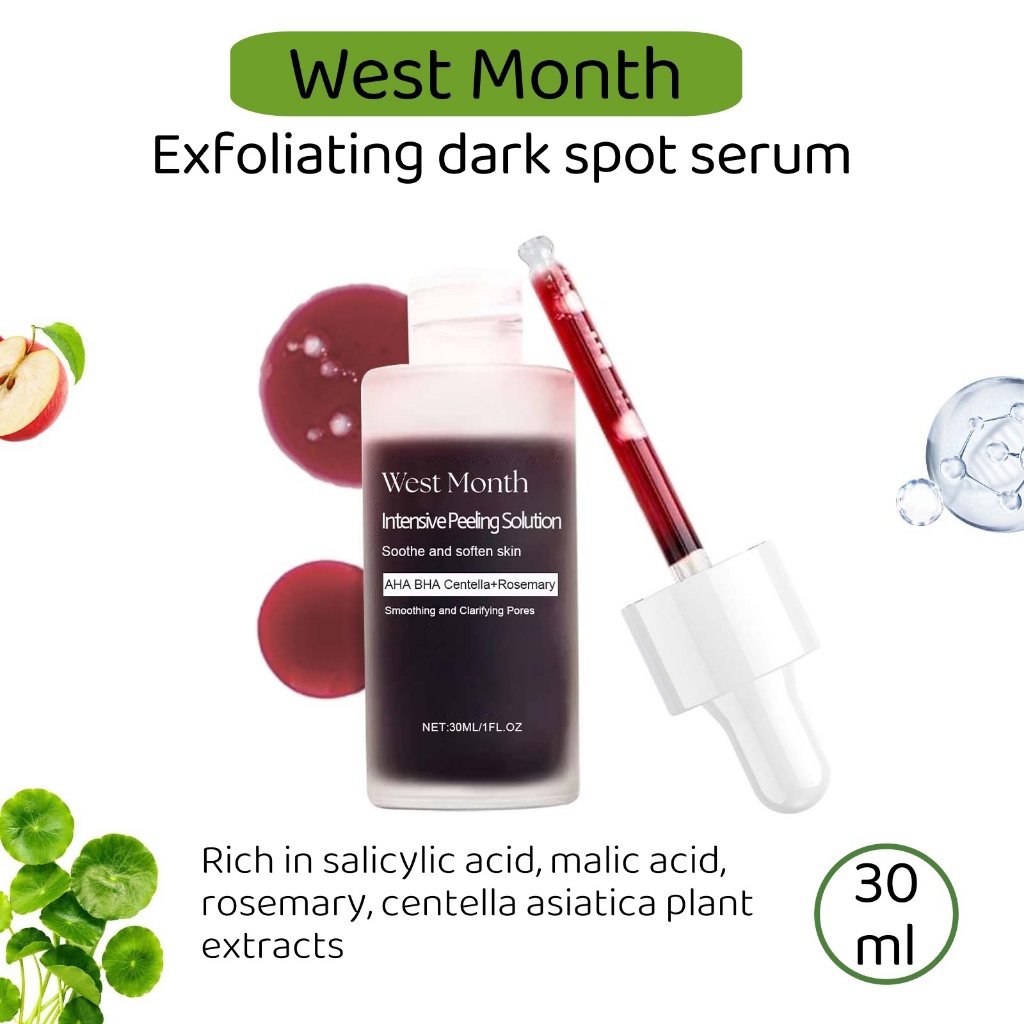 West Month Exfoliating dark spot serumอุดมไปด้วยกรดซาลิไซลิก, กรดมาลิค, โรสแมรี่, สารสกัดจากพืช ...
