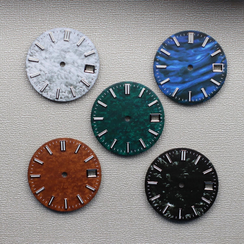 28.5 มม.นาฬิกาไม่มีโลโก้สีเขียว Luminous Mechanical Snowflake Face ...
