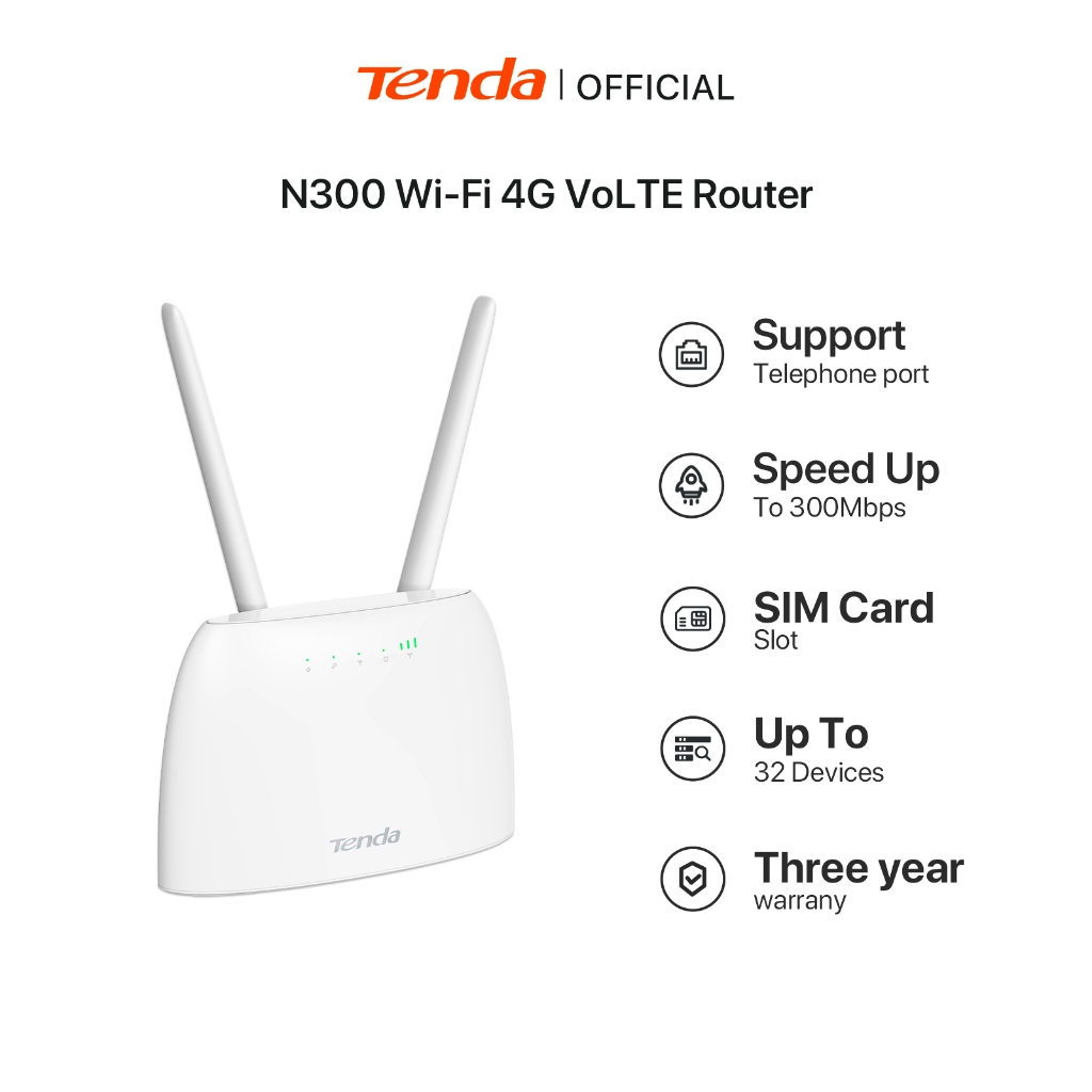【รับประกัน 5 ปี】Tenda 4G06 4G LTE Router เร้าเตอร์ใส่ซิม N300 เราท์เตอร ...