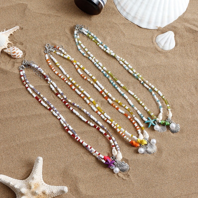 Jushi ปลาดาว Conch Shell ข้าวลูกปัดสร้อยคอ Beach Jewellery ของขวัญ ...