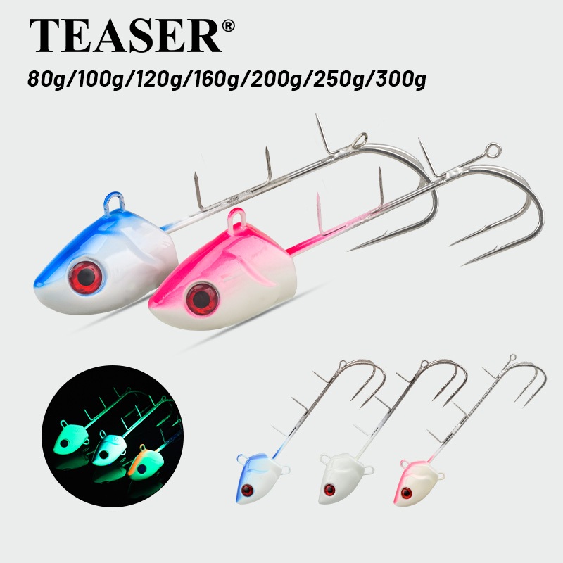 TEASER【J69】Tenya Hairpin Jigging Lure 80g-300g Night Glow Double Hook ...