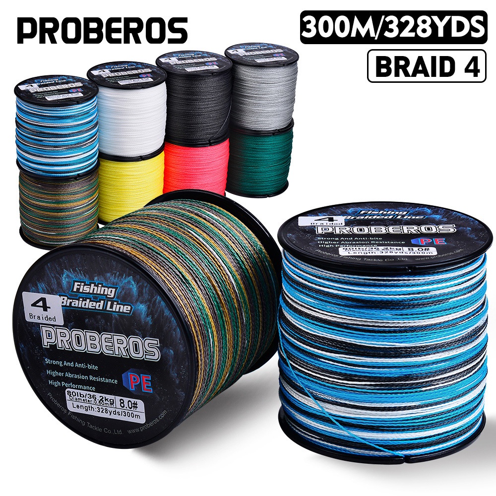Proberos 300M 4 Strands สายถัก Multifilament Pe Line 4 สายตกปลาถัก 6 ...