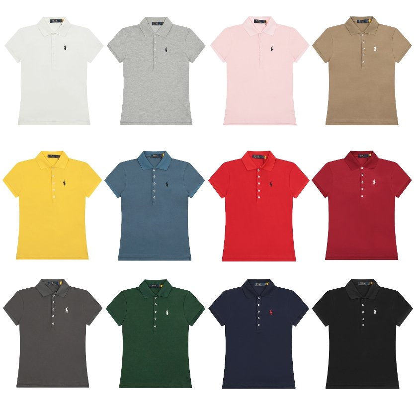 ️สต็อกพร้อม ️- Classic Pony Basic Womens All-Match Slim-fit POLO Short-Sleeved Top Pure Cotton ...