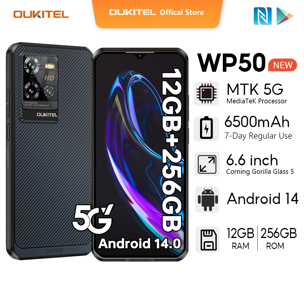[LOCAL STOCK] Oukitel WP50 5G Android 14 12GB+256GB โทรศัพท์มือถือ 6.60" HD+ 6500mAh 48MP+2MP+0 ...