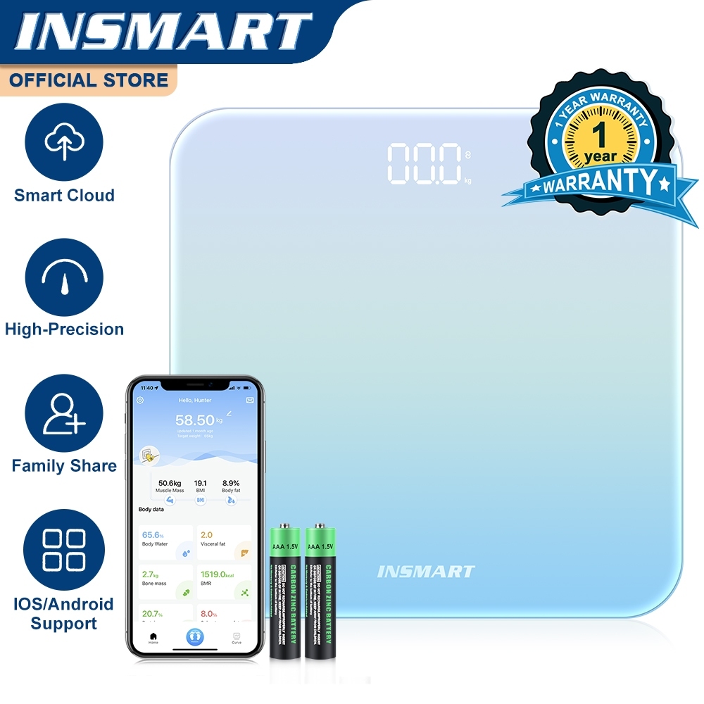 INSMART 16in1 เครื่องชั่งน้ำหนักบลูทูธ เครื่องชั่งไขมันอัจฉริยะ วัด ...