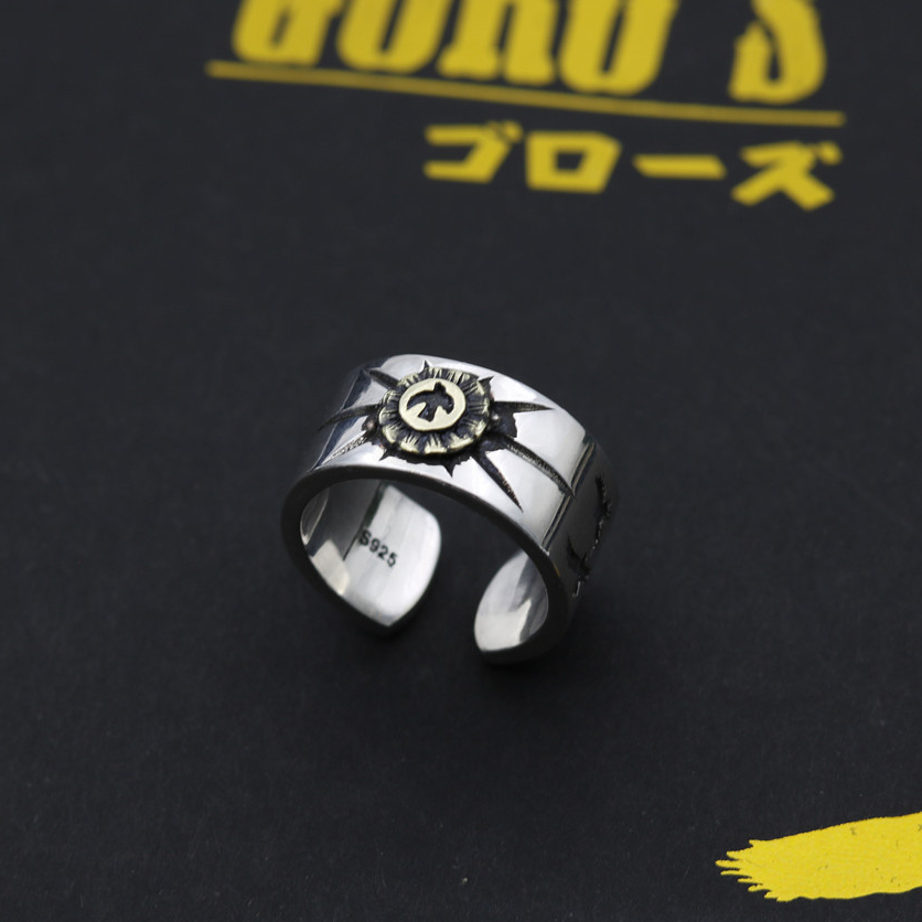 Takahashi Goro 's Goro/Trendy ชายฝัง Flying Eagle Ray Totem Mark Open Ring/Thai Silver Retro ...