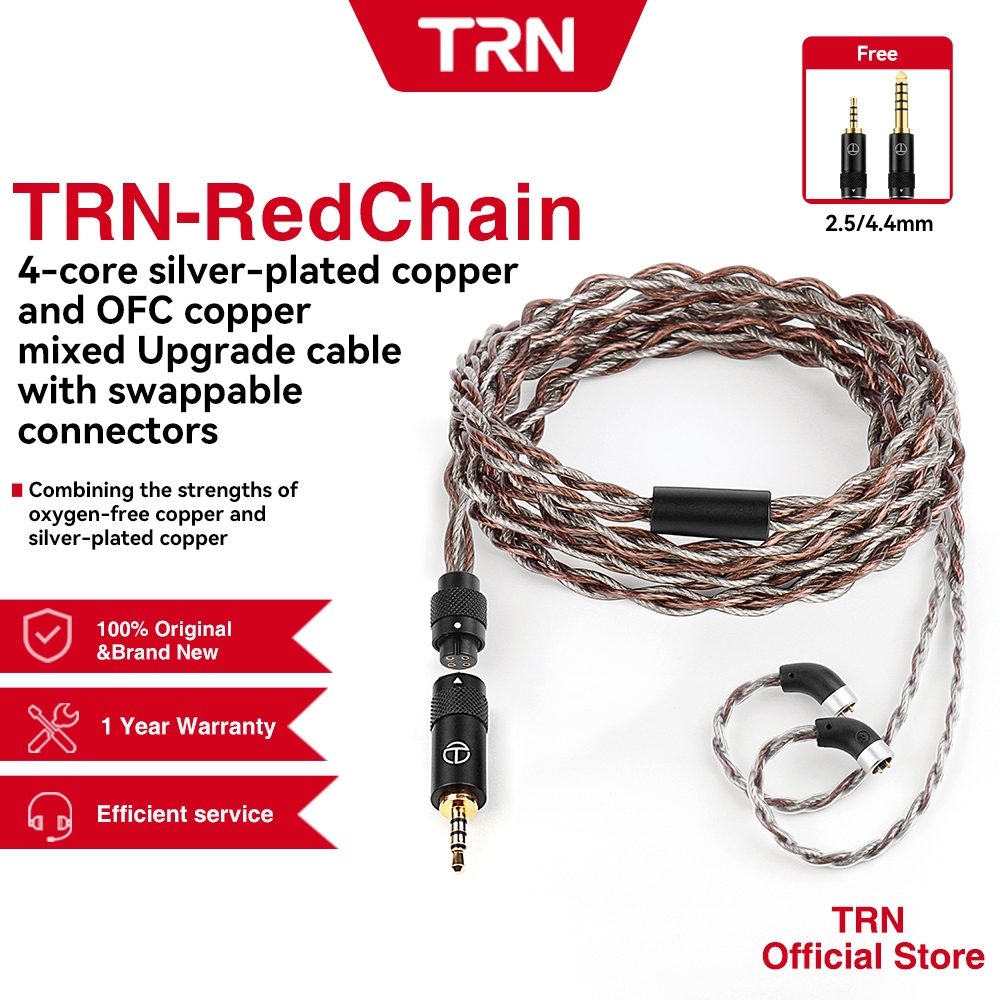 Trn Redchain Silver Plated ทองแดงพร้อมไมโครโฟนอัพเกรดสายหูฟังสําหรับ 2422