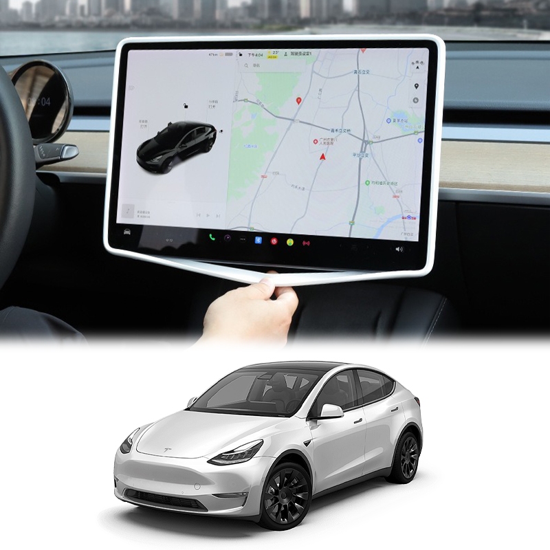 Tesla รุ่น 3/Y ป้องกันหน้าจอซิลิโคน Tesla คอนโซลกลางจอแสดงผลขอบกรอบ ...