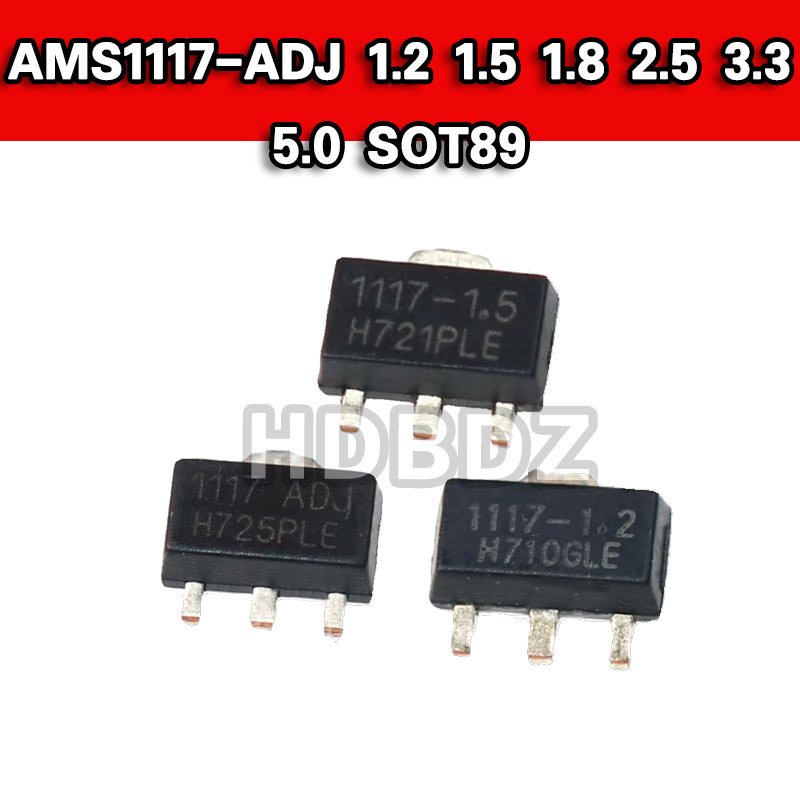 10-50pcs AMS1117-3.3V 1.2 1.5 1.8 2.5 3.3 5.0 ADJ SOT89 Linear แรงดันไฟฟ้าชิป IC SMD | Shopee ...
