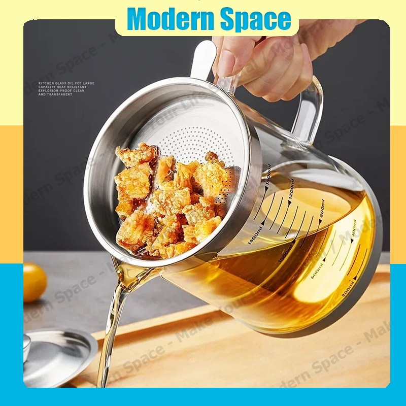 【สินค้าพร้อมส่ง】กระจก หม้อกรองน้ำมัน 0.5L/0.8L/1L/1.5L/1.8L หม้อกรองน้ำมันพืช หม้อใส่น้ํามัน ...