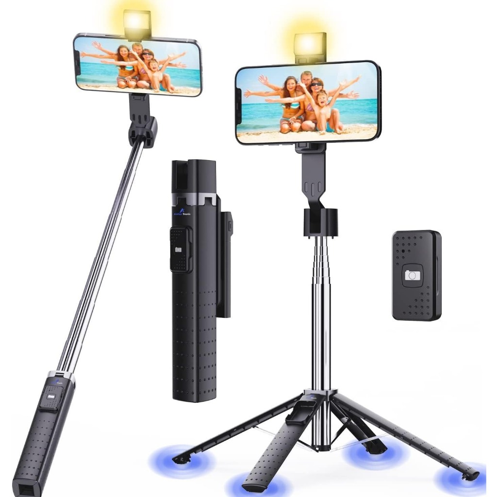 40 ไม้เซลฟี่ ขาตั้งกล้อง Quadrapod, ไฟออนบอร์ด, รีโมทบลูทูธไร้สาย, ยืด ...
