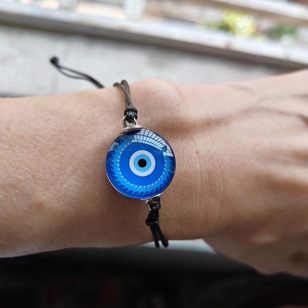 Blessed Evil Eye สร้อยข้อมือสําหรับผู้หญิงผู้ชายปรับ Lucky Amulet ...