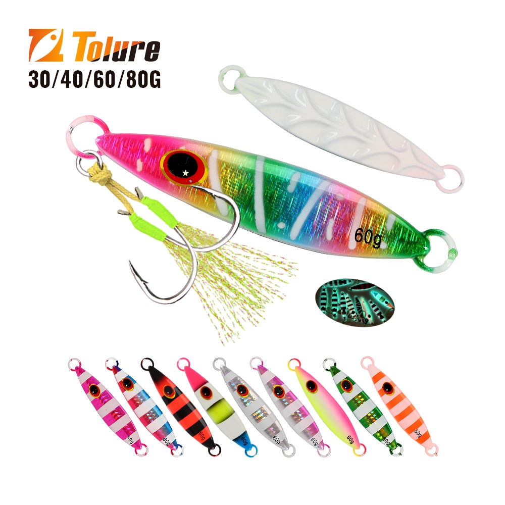 Tolure ใหม่โลหะช้า Jigging Lure 30g 40g 60g 80g 1PC Luminous Effect การออกแบบพิเศษช้า Sinking ...