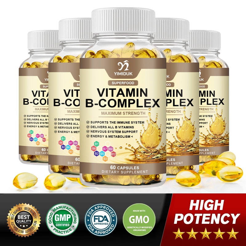 Organic Complex Vitamin B Capsule (B12 B1 B2 B3 B5 B6 B7 B9 Folic Acid ...
