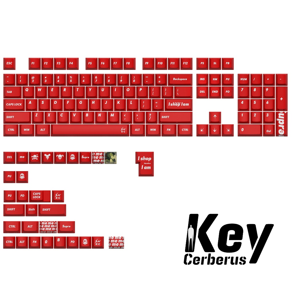-LW- Key CERBERUS ปุ่มกดสีแดงที่กําหนดเองคีย์บอร์ดแบบกลไก PBT Keycap ...