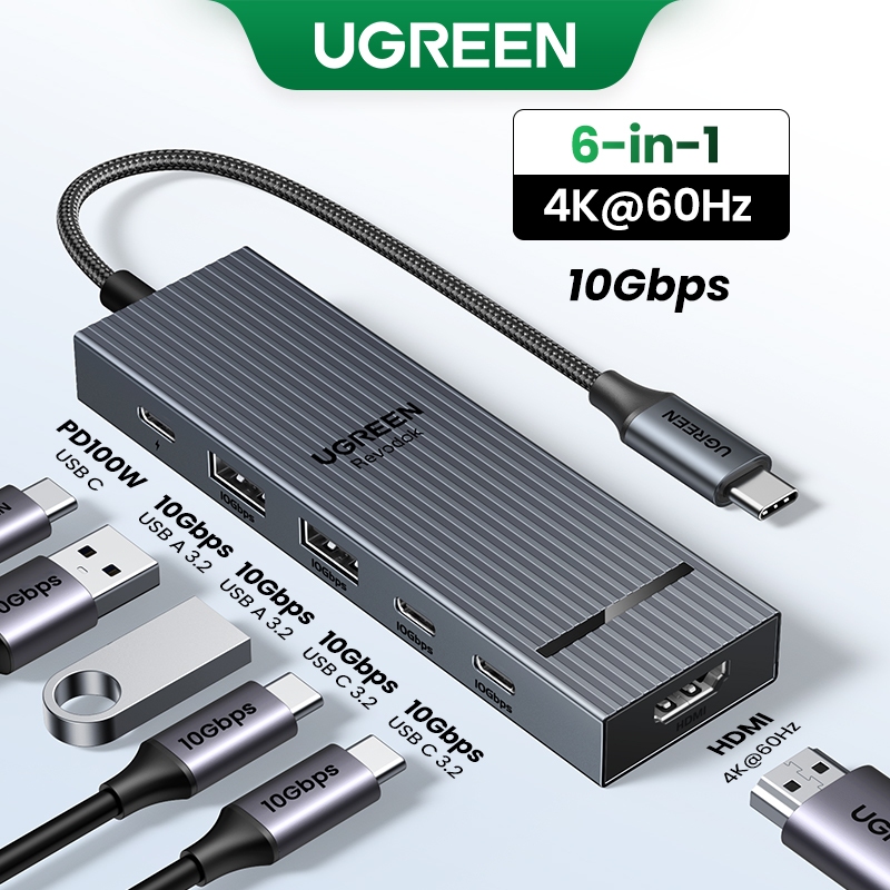 Ugreen 4K@60hz 6-IN-1USB-C Multi-function Docking Station USB3.2 Gen2 ...