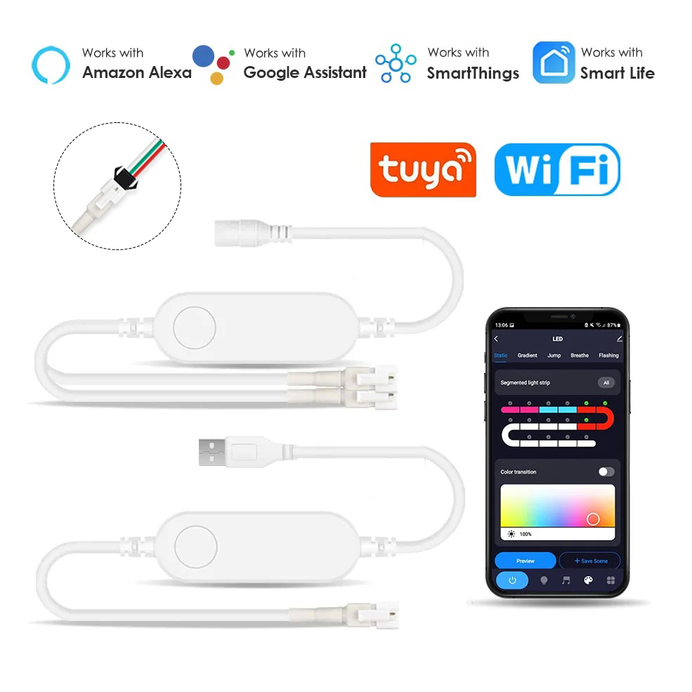 Tuya WiFi Led Controller RGB 3PIN พิกเซลคอนโทรลเลอร์ 5V 12V WS2812 ...