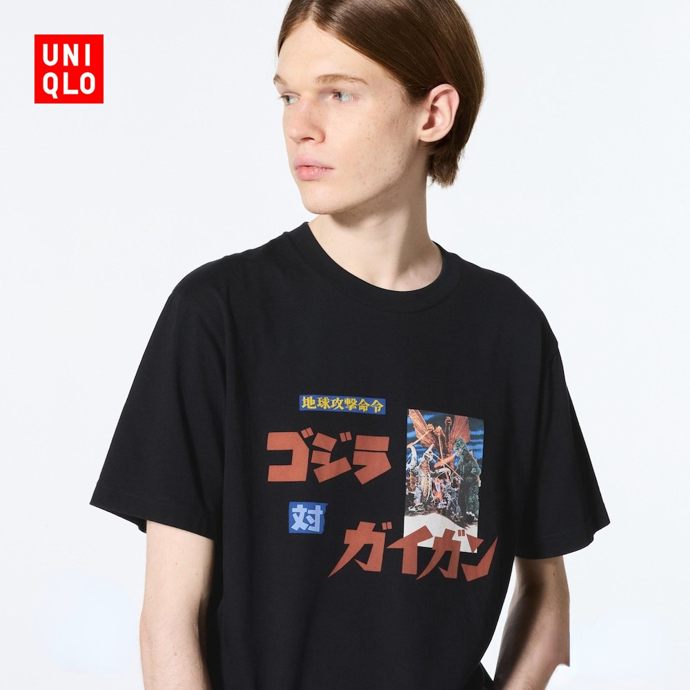 Uniqlo ผู้ชายและผู้หญิงคู่ UT Godzilla 70th Anniversary พิมพ์เสื้อยืด ...