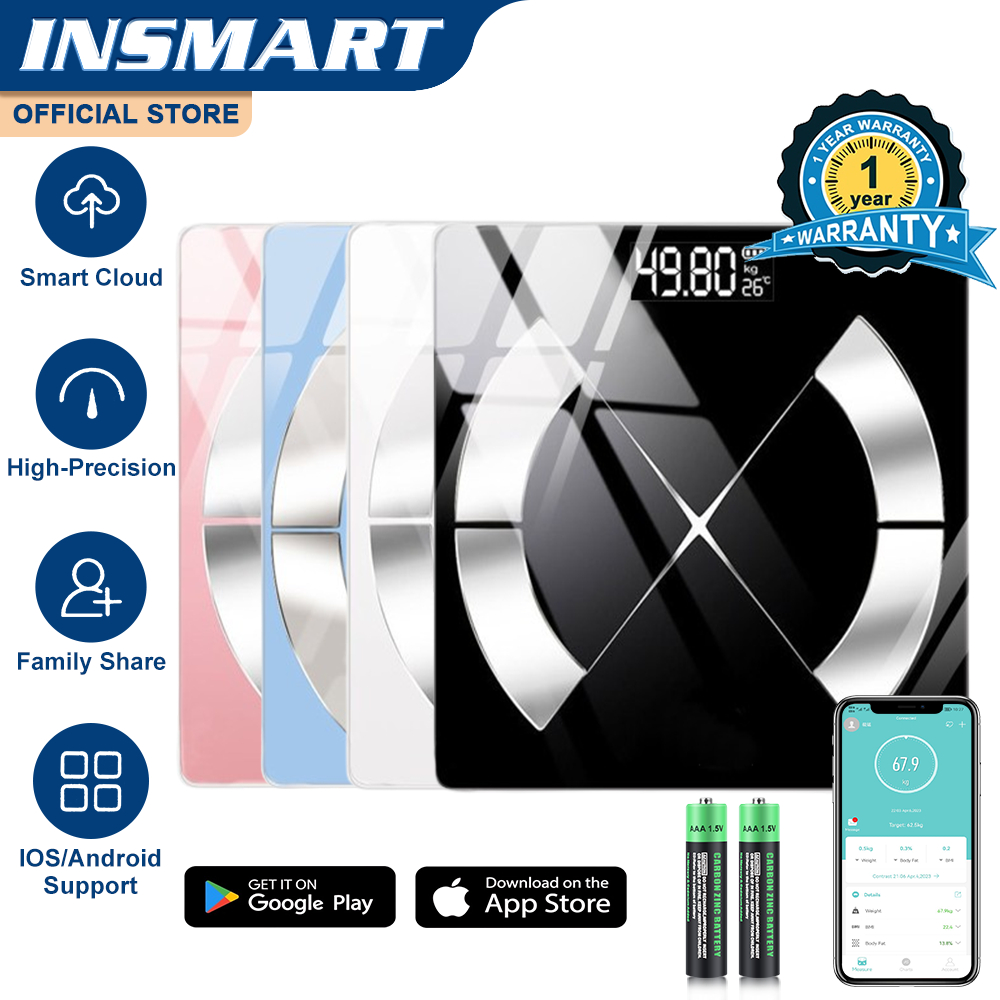 Insmart เครื่องชั่งน้ําหนัก วัดไขมัน จอแสดงผล LCD 180 กก. เครื่องชั่ง ...