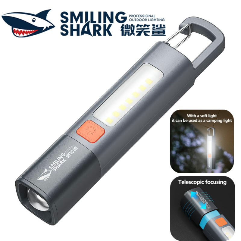 Smiling Shark SD1023 ไฟฉาย LED XPE ไฟฉาย Super Bright พร้อมตะขอ Camping ...