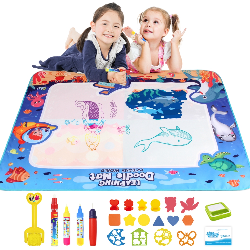 5 รูปแบบการเรียนรู้ Doodle Mat Kids Magic Water Drawing Mat & Pen ...