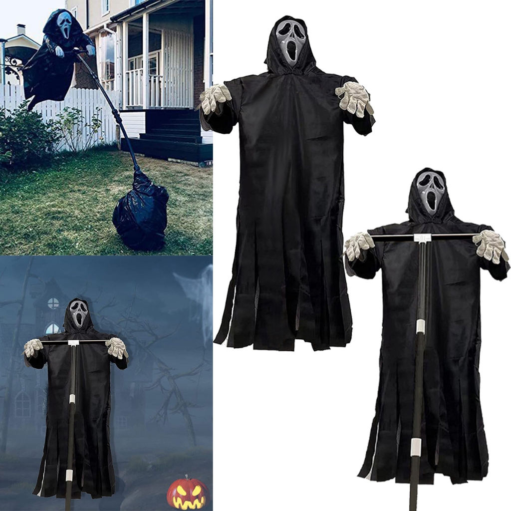 2024 ตกแต่งฮาโลวีนใหม่ Ghost Robe หุ่นไล่กา Scream Ghost เครื่องแต่งกาย ...