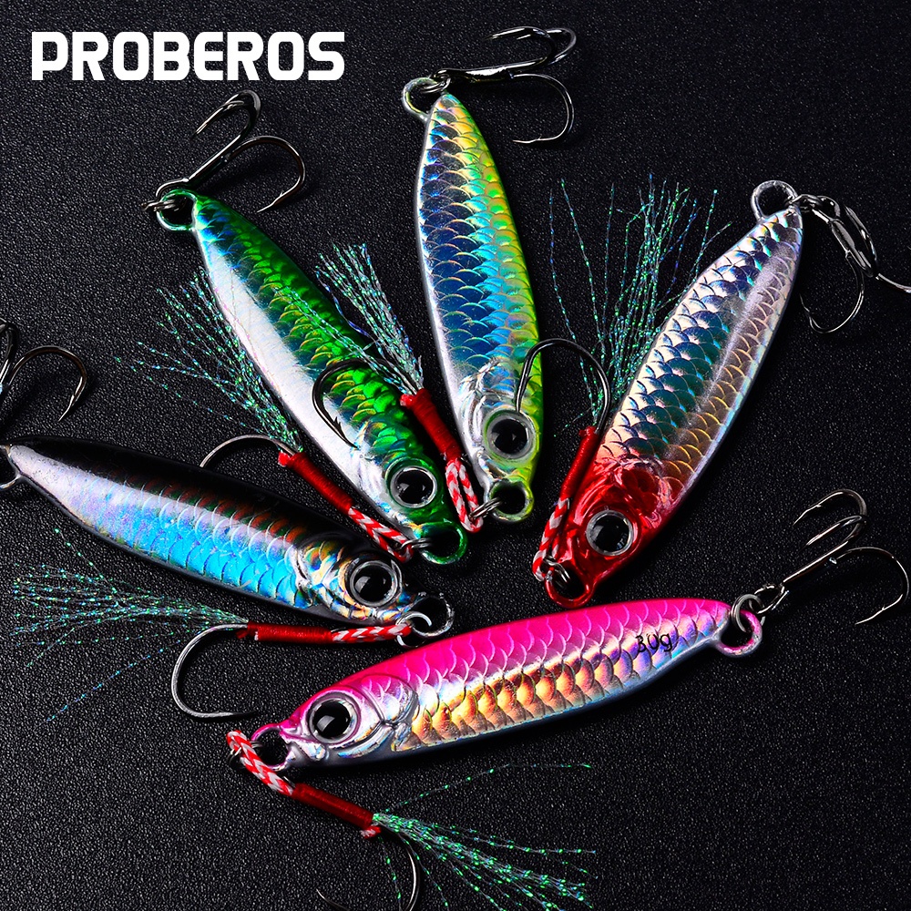 Proberos 1 PC Fishing Lure โลหะ Jig หนักช้า Sinking 7g/10g/15g/20g/25g/30g 8 สีเลเซอร์ Hard ...