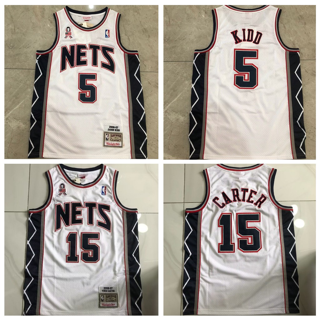 เย็บปักถักร้อยประณีตเสื้อบุรุษJason Kidd/Vince Carter Brooklyn Nets ...